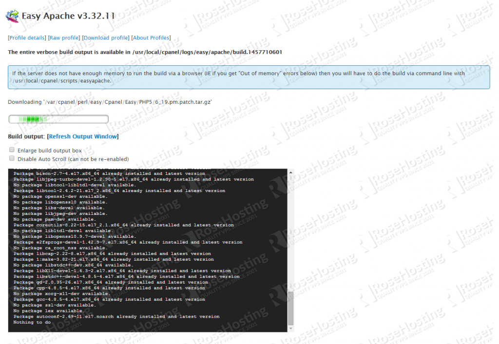 How to use EasyApache 3 with WHM/cPanel | RoseHosting