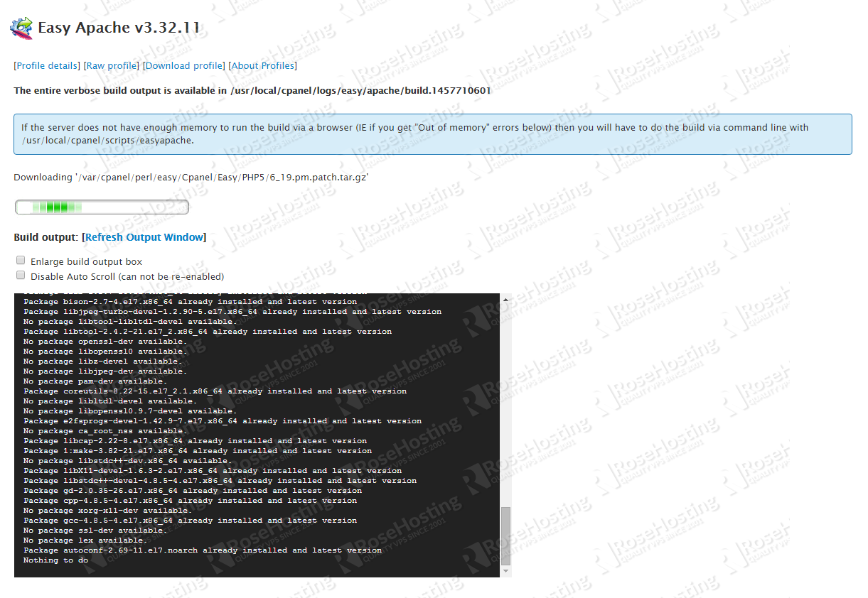 How to use EasyApache 3 with WHM/cPanel | RoseHosting