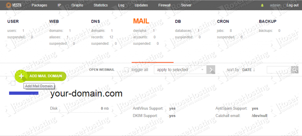 Getting started with Vesta Control Panel | RoseHosting