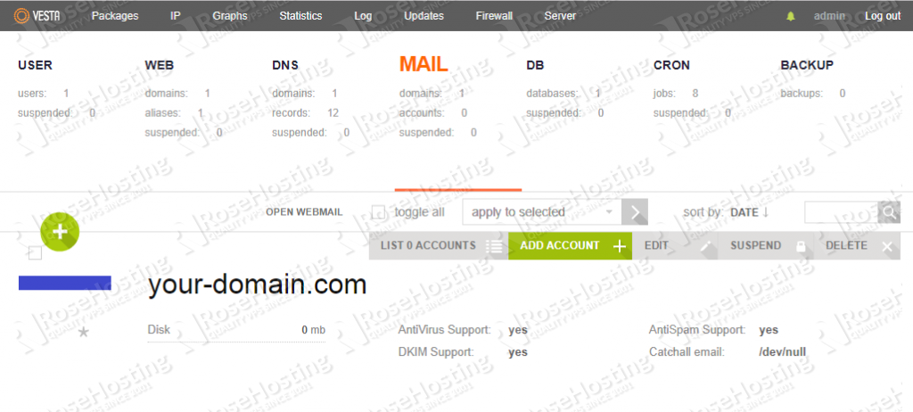 Getting started with Vesta Control Panel | RoseHosting