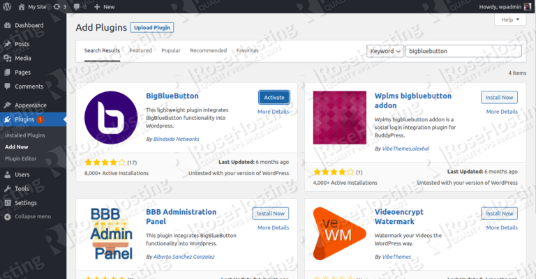 How to Install and Integrate BigBlueButton With WordPress | RoseHosting