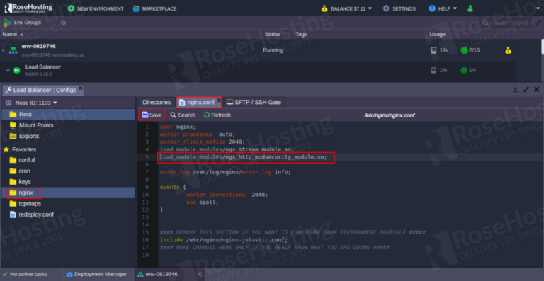 How to Enable ModSecurity Web Application Firewall inside NGINX Server on the RoseHosting Cloud ...
