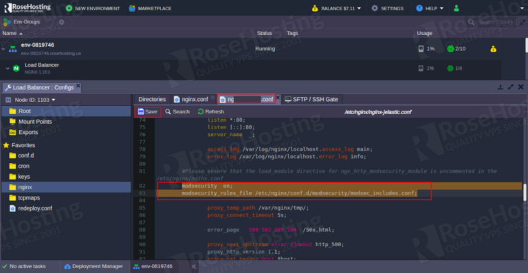 How to Enable ModSecurity Web Application Firewall inside NGINX Server on the RoseHosting Cloud ...